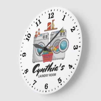 Laundry Room Personalizable Wall Clock | Zazzle