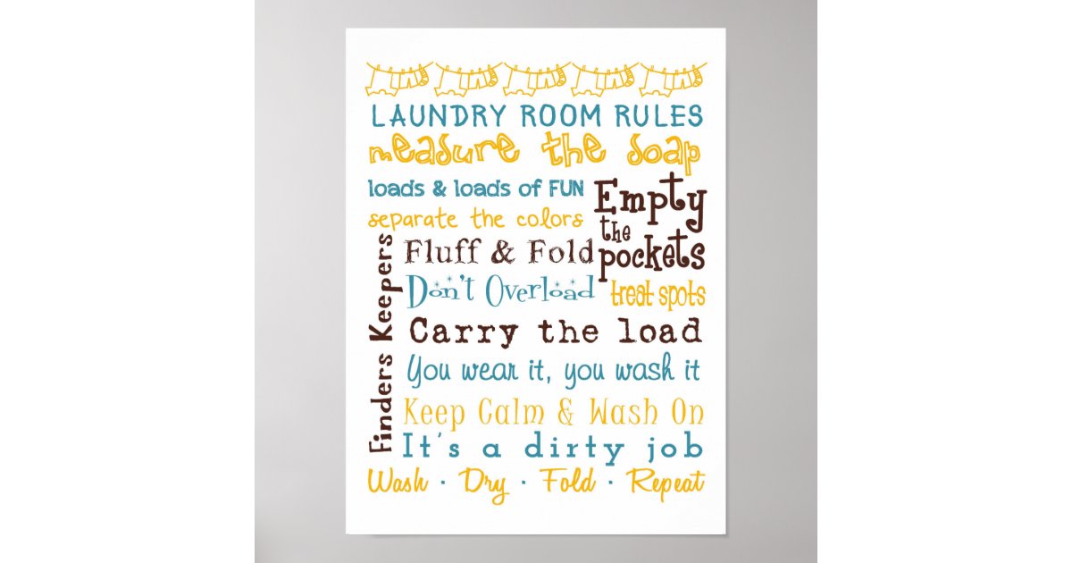 Laundry Room Rules Poster | Zazzle
