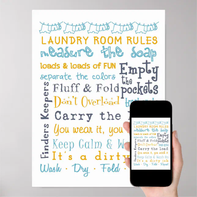 Laundry Room Rules Poster | Zazzle