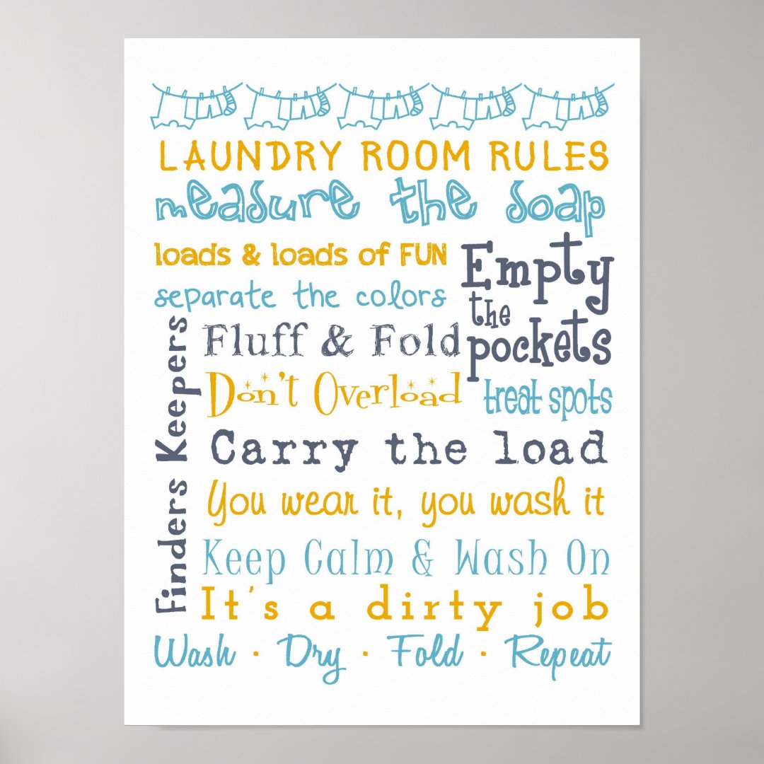 Laundry Room Rules Poster | Zazzle