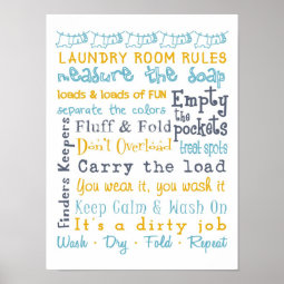 Laundry Room Rules Poster | Zazzle