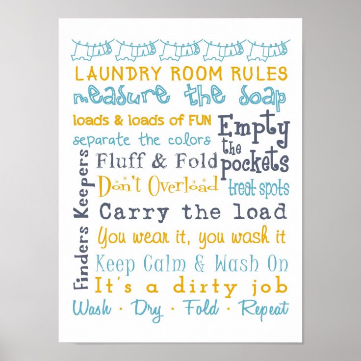 Laundry Room Rules Poster | Zazzle