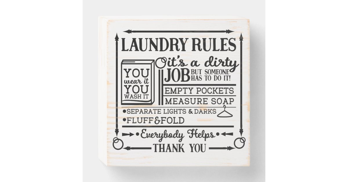 Laundry Rules Wooden Box Sign | Zazzle