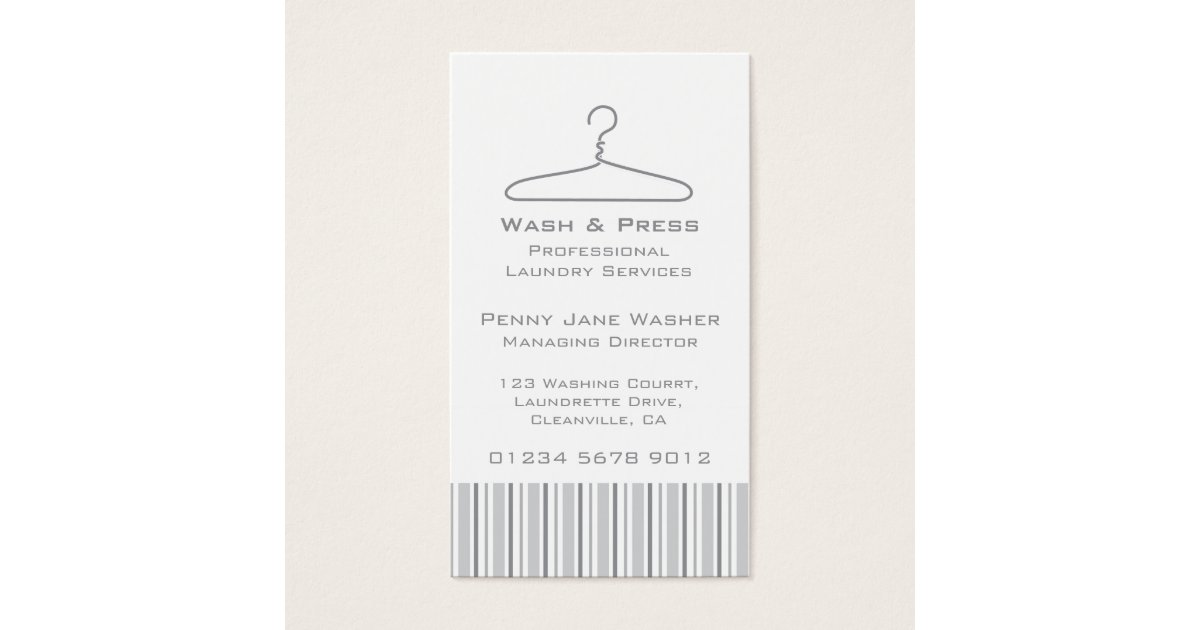 Laundry service grey swing hang tag business card | Zazzle
