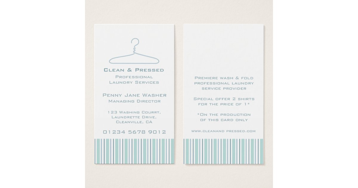 Laundry service mint swing hang tag business card | Zazzle