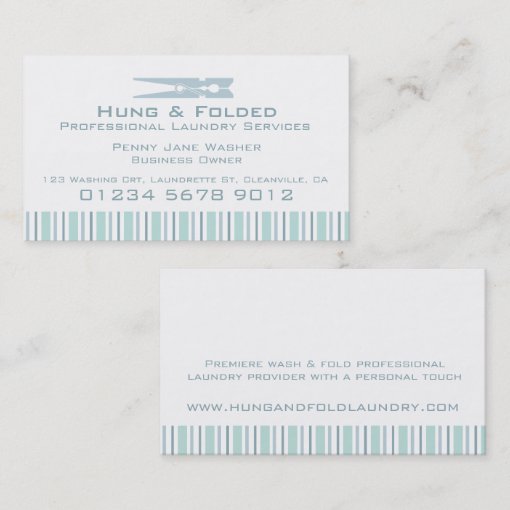 Laundry service mint swing tag / business card | Zazzle
