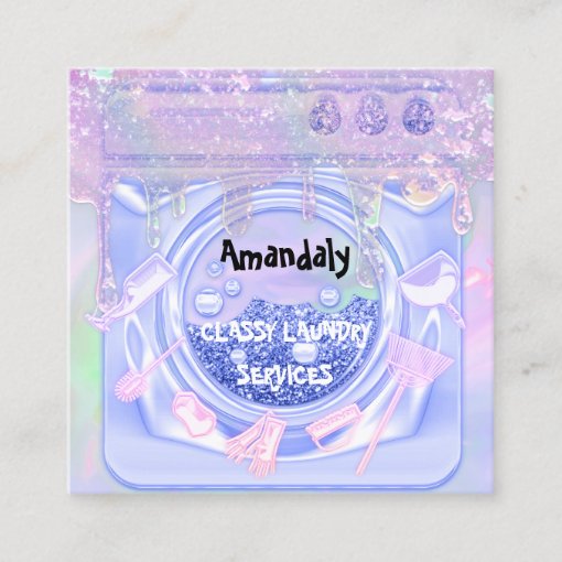 Laundry Washing Cleaning Service QR Code Logo Square Business Card | Zazzle