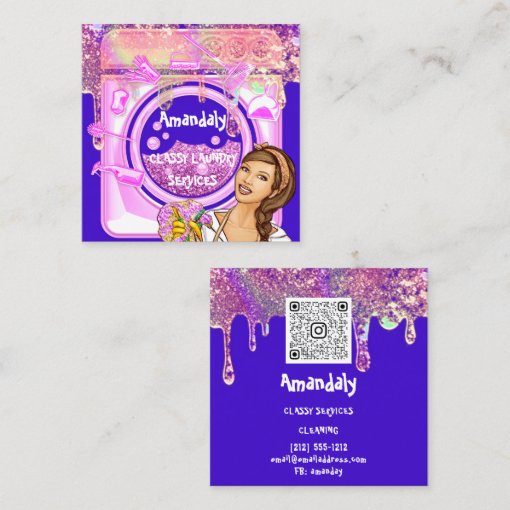 Laundry Washing Cleaning Services QR Code Logo Square Business Card ...