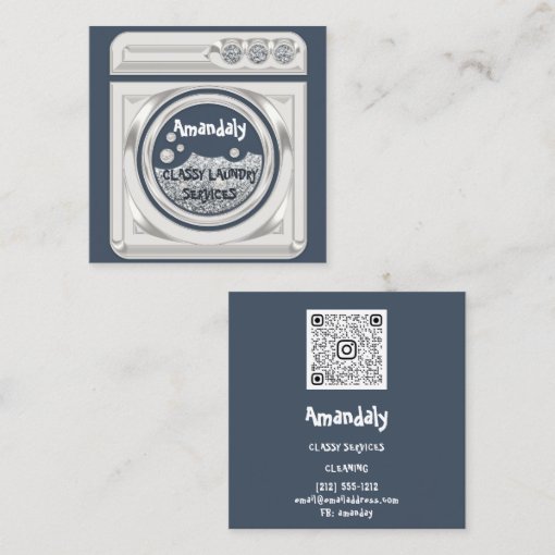 Laundry Washing Machine Home Cleaning QR Code Logo Square Business Card ...