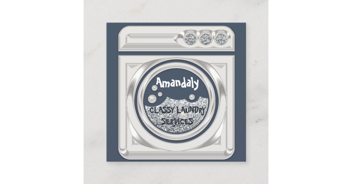 Laundry Washing Machine Home Cleaning QR Code Logo Square Business Card ...