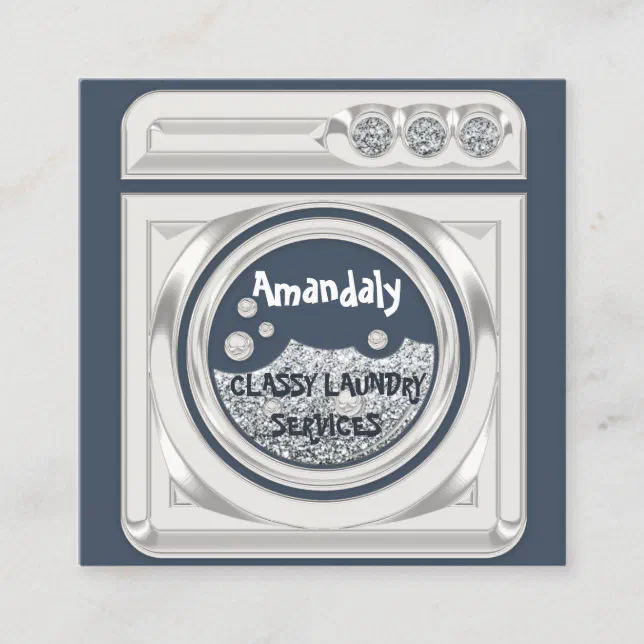 Laundry Washing Machine Home Cleaning QR Code Logo Square Business Card ...
