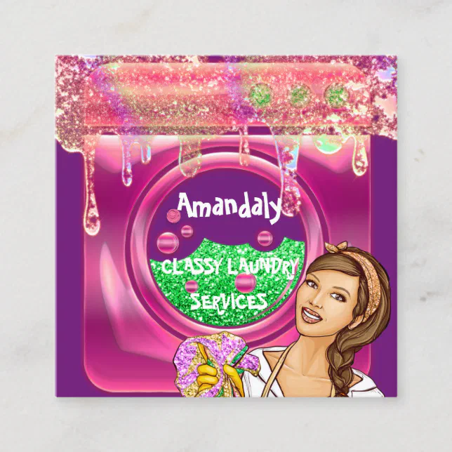 Laundry Washing Machine Home Cleaning QR Code Maid Square Business Card ...