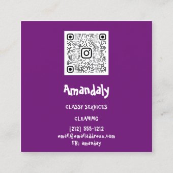 Laundry Washing Machine Home Cleaning QR Code Pink Square Business Card ...