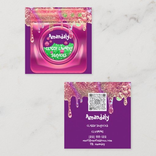Laundry Washing Machine Home Cleaning QR Code Soap Square Business Card ...