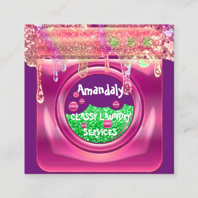 Laundry Washing Machine Home Cleaning QR Code Soap Square Business Card ...