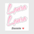 Laura Decorative Name in Pink x2 Sticker | Zazzle