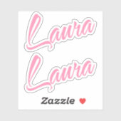 Laura Decorative Name in Pink x2 Sticker | Zazzle