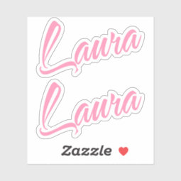 Laura Decorative Name in Pink x2 Sticker | Zazzle