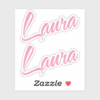 Laura Decorative Name in Pink x2 Sticker | Zazzle