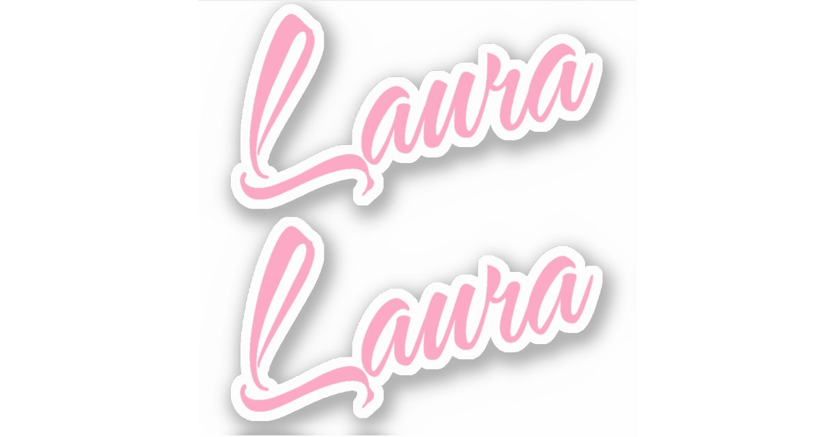 Laura Decorative Name in Pink x2 Sticker | Zazzle