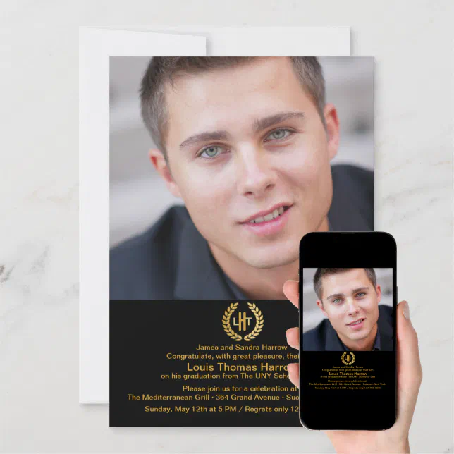 Laurel Crown Photo Graduation Invitation | Zazzle