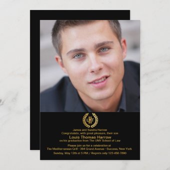 Laurel Crown Photo Graduation Invitation | Zazzle