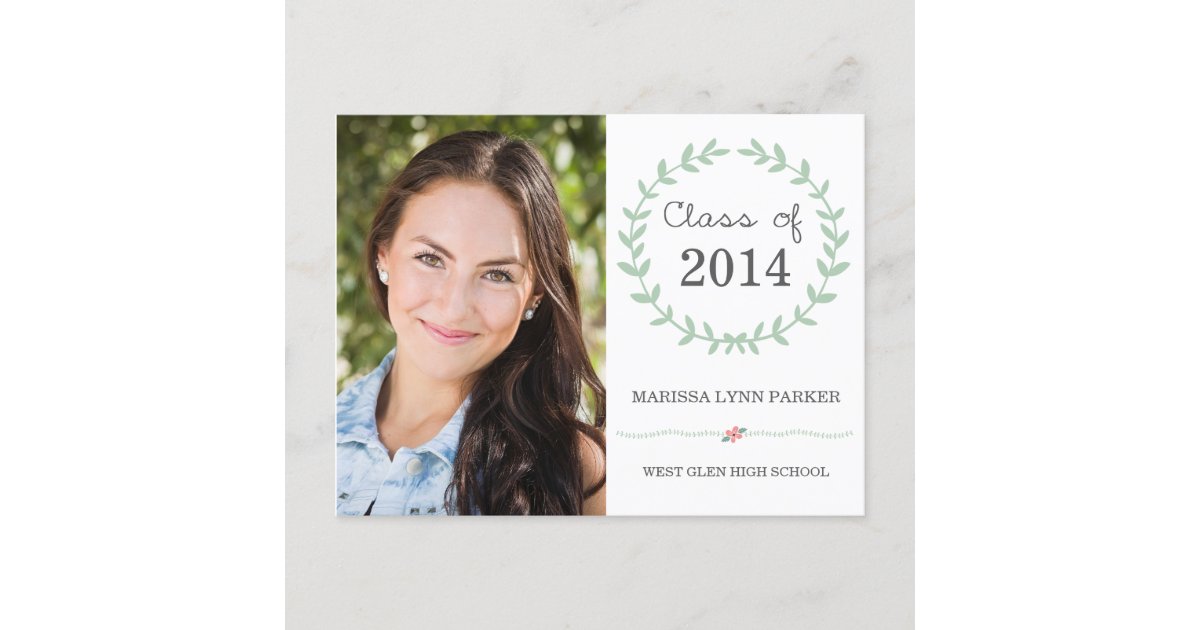 Laurel Graduation Party Invitation Postcard | Zazzle