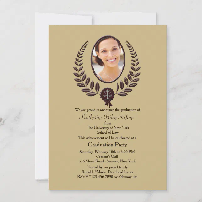 Laurel Leaf Photo Graduation Invitation | Zazzle