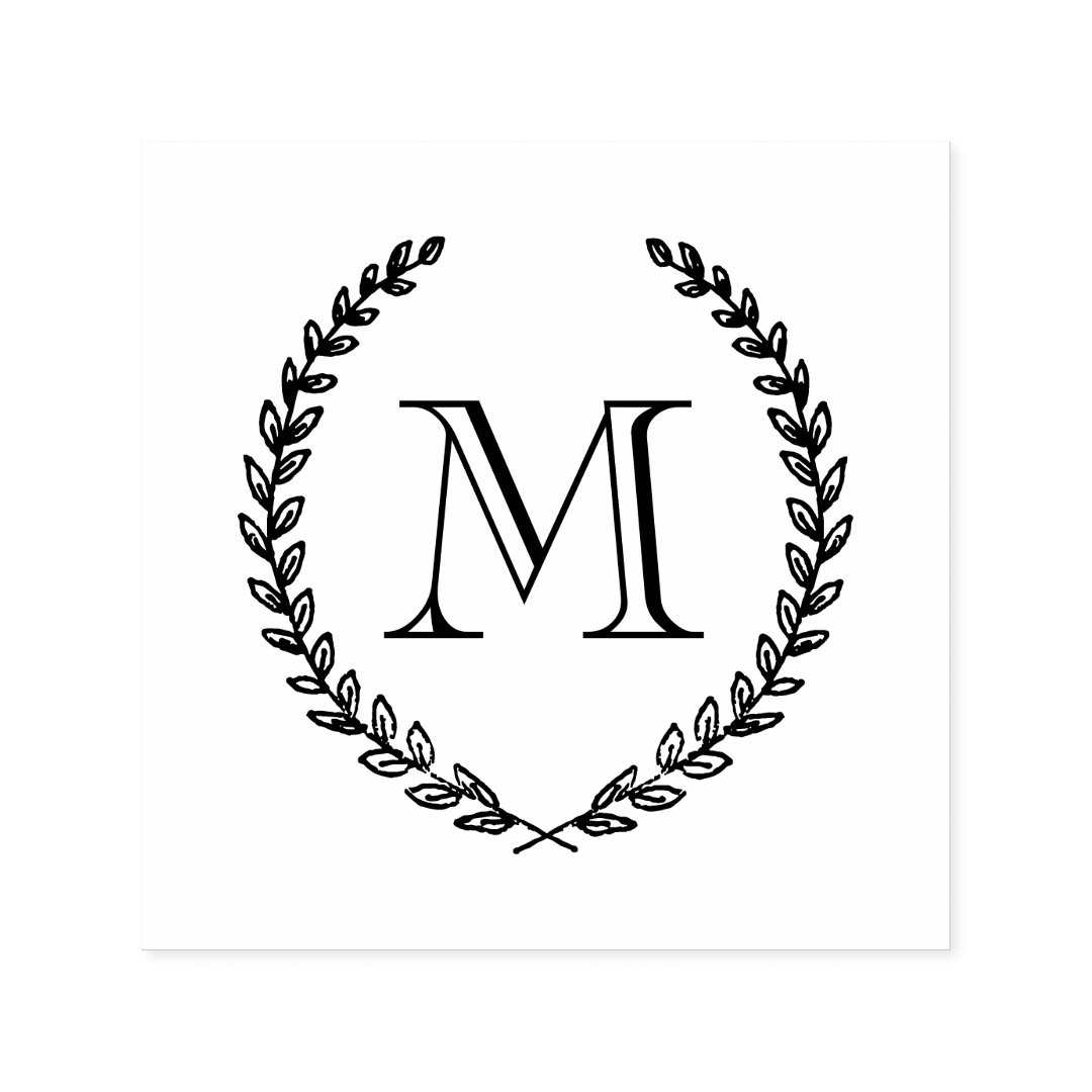 Laurel Monogram Stamp | Zazzle