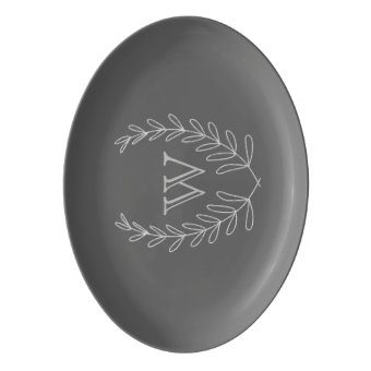 Laurel Wreath Custom Gray Serving Platter | Zazzle