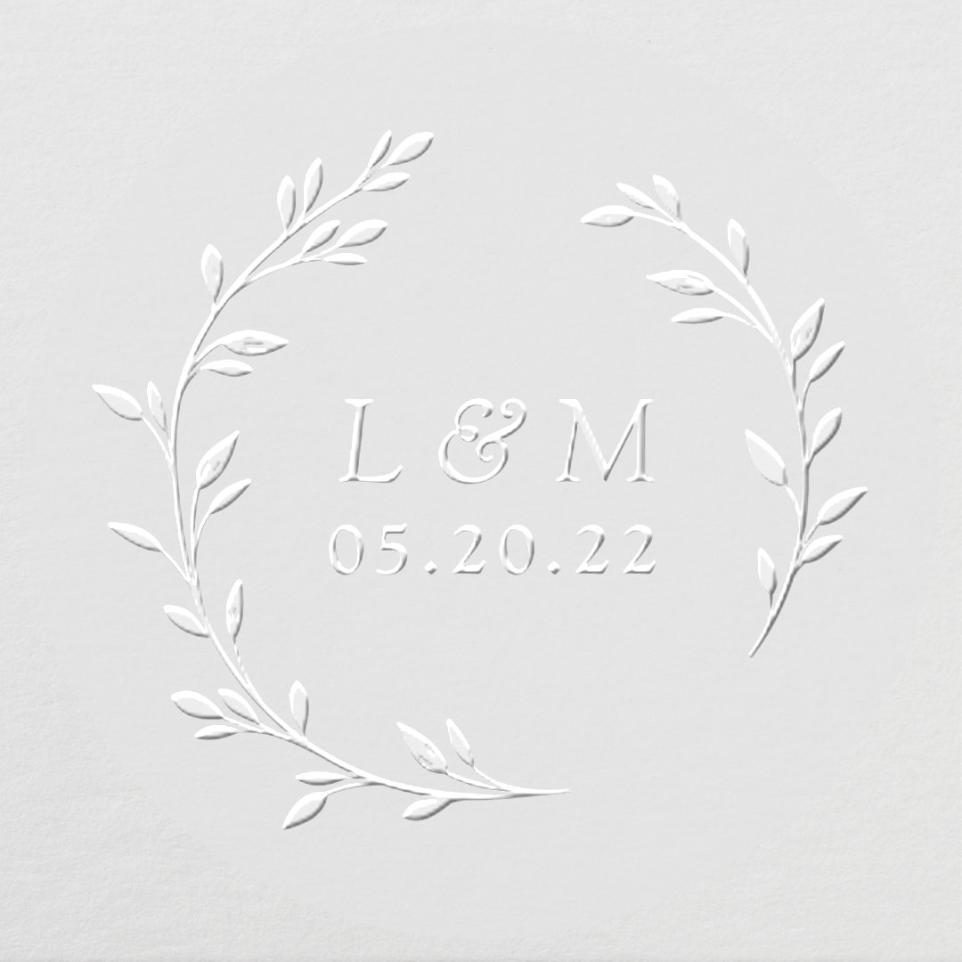 Laurel Wreath Monogram Wedding Embosser | Zazzle