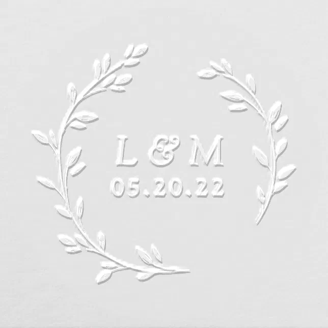 Laurel Wreath Monogram Wedding Embosser | Zazzle