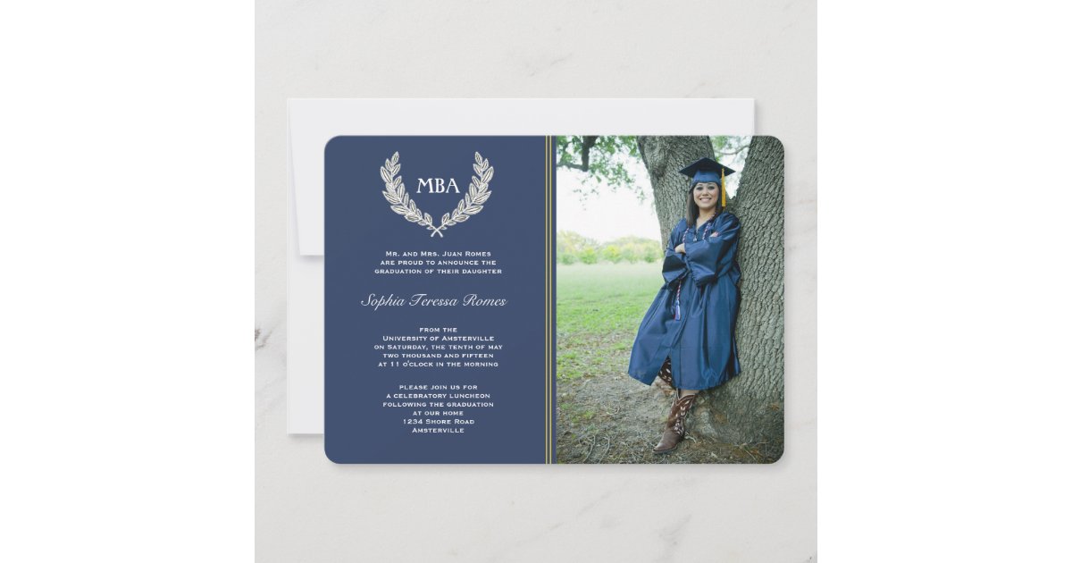 Laurel Wreath Photo Graduation Invitation / Anno | Zazzle