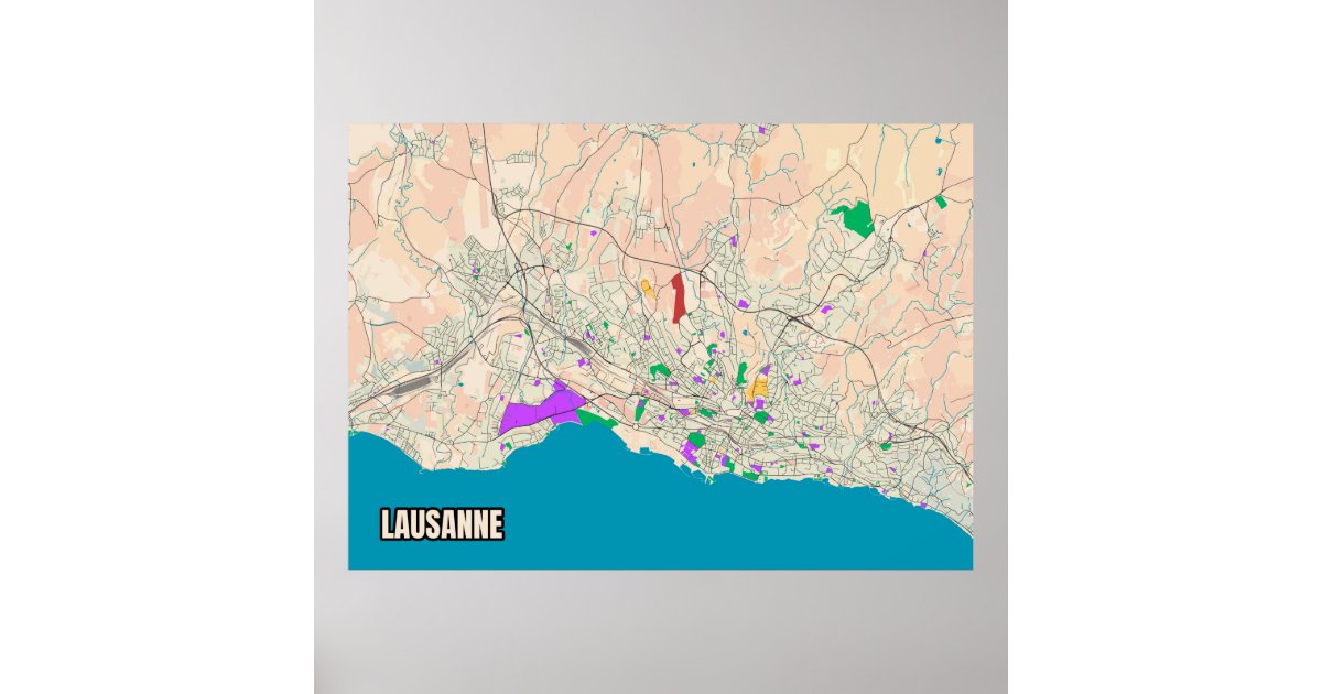 Lausanne Map Poster | Zazzle