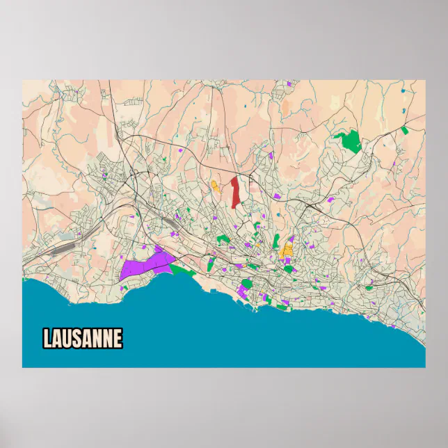 Lausanne Map Poster | Zazzle