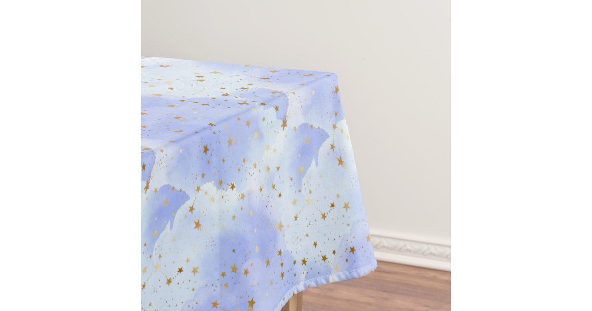 Lavendar Golden Star Pattern Tablecloth | Zazzle
