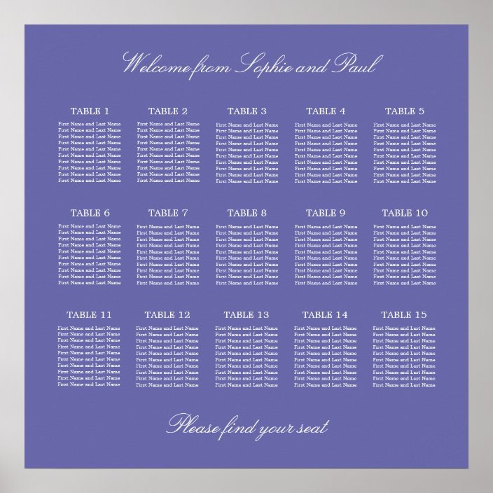 Lavender 15 Table Wedding Seating Chart Poster | Zazzle.com