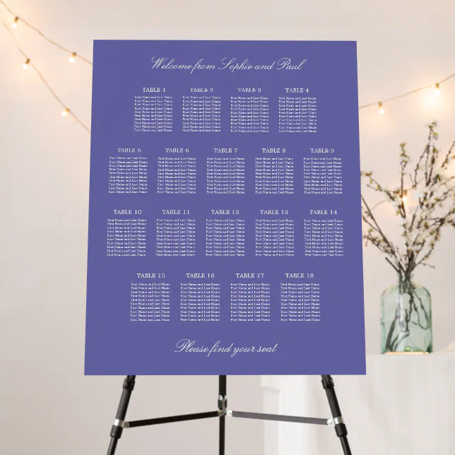 Lavender 18 Table Wedding Seating Chart Foam Board | Zazzle