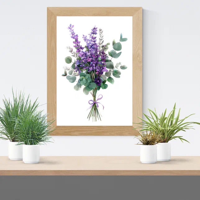 Lavender and Eucalyptus Greenery Floral Botanical Poster | Zazzle