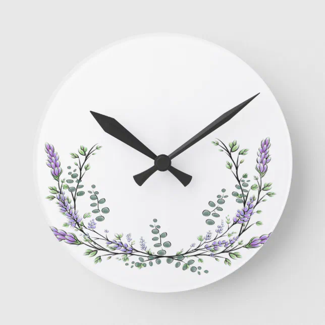 Lavender and Eucalyptus Round Clock | Zazzle