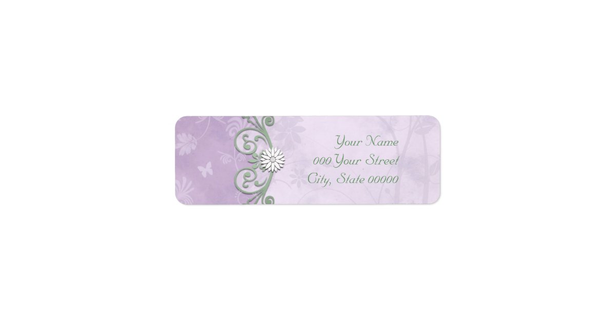 Lavender and Green Spring Floral Wedding Label | Zazzle
