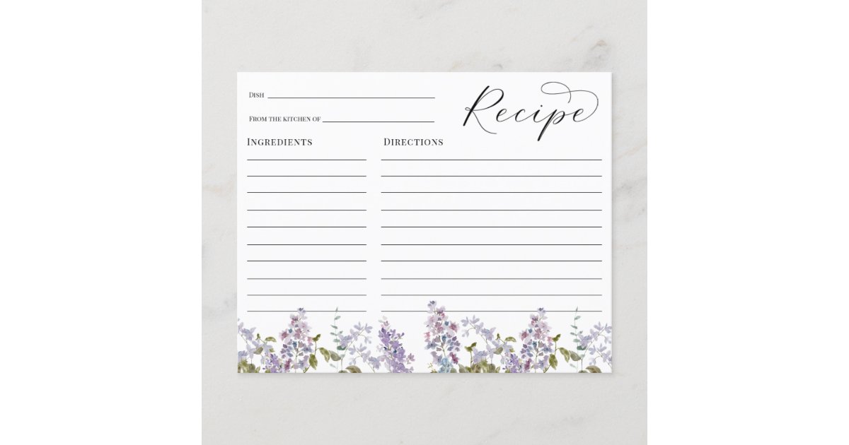 Lavender and Lilacs Recipe Card | Zazzle