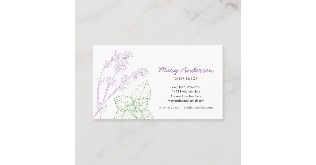 Lavender and Peppermint Essential Oil Business Card | Zazzle
