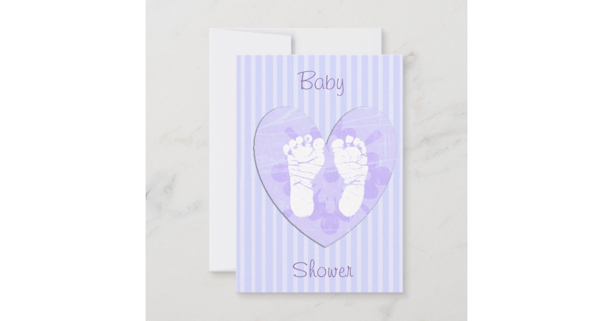 Lavender and Purple Baby Footprints Baby Shower Invitation | Zazzle