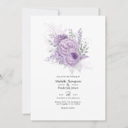 Lavender and Silver Floral Wedding Invitation | Zazzle