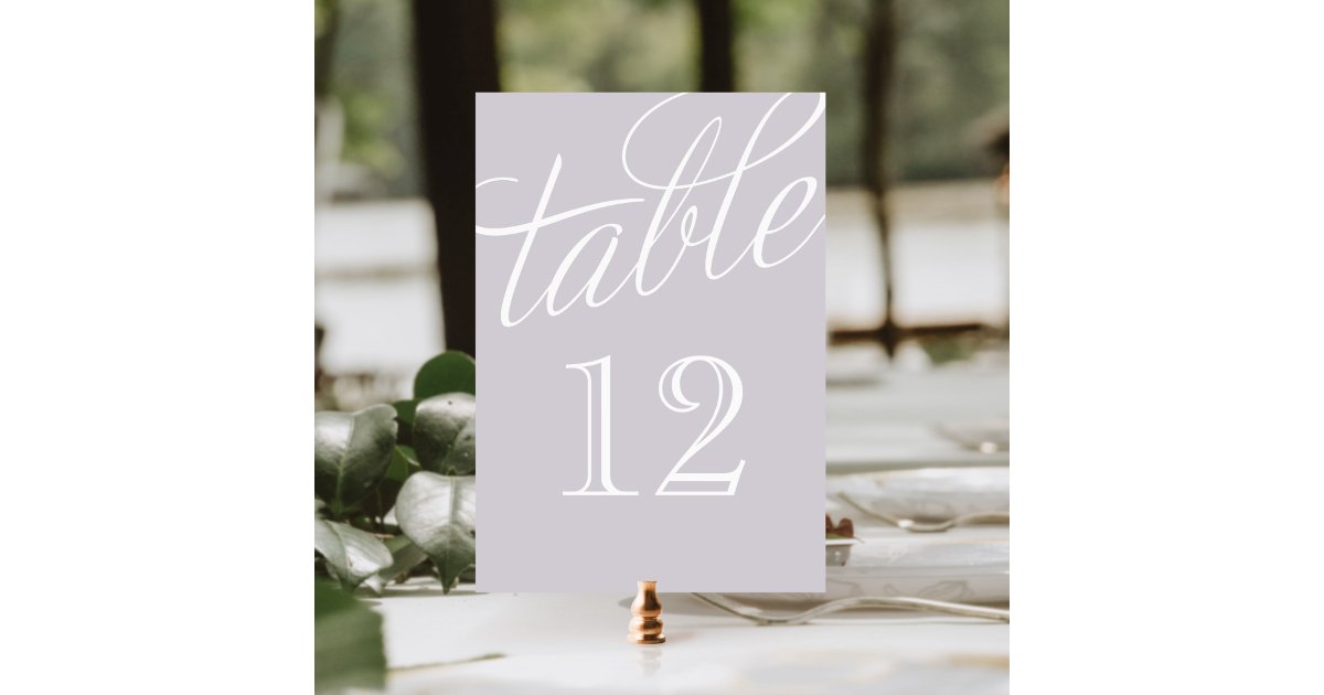 Lavender and White Elegant Script Table Numbers | Zazzle