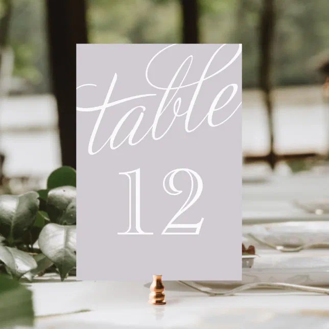 Lavender and White Elegant Script Table Numbers | Zazzle