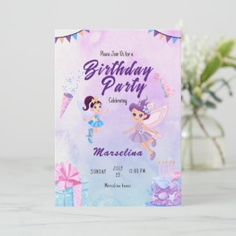 Lavender Birthday Party Invitation Card For Girls | Zazzle