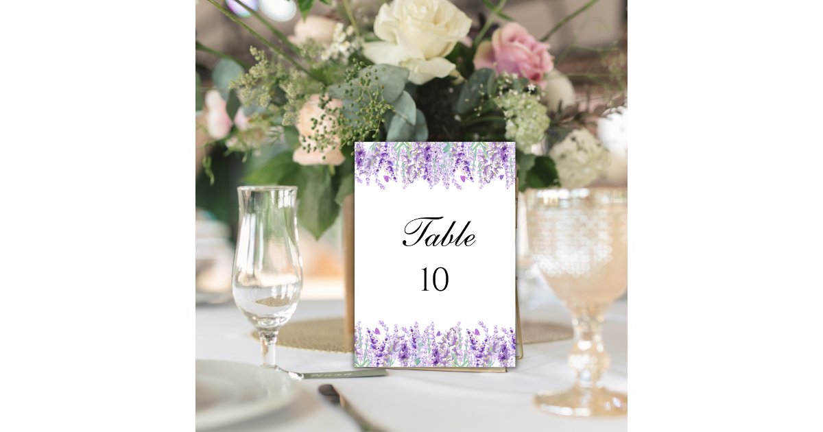 Lavender Botanical Floral Wedding Table Numbers | Zazzle