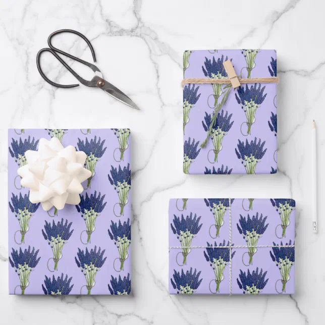 Lavender Bouquet Purple Flower Floral Print Wrapping Paper Sheets | Zazzle